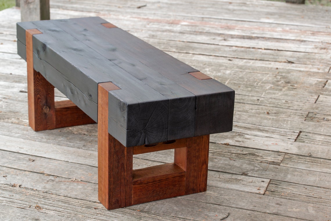 Shou Sugi Ban Outdoor Wood Bench - Etsy