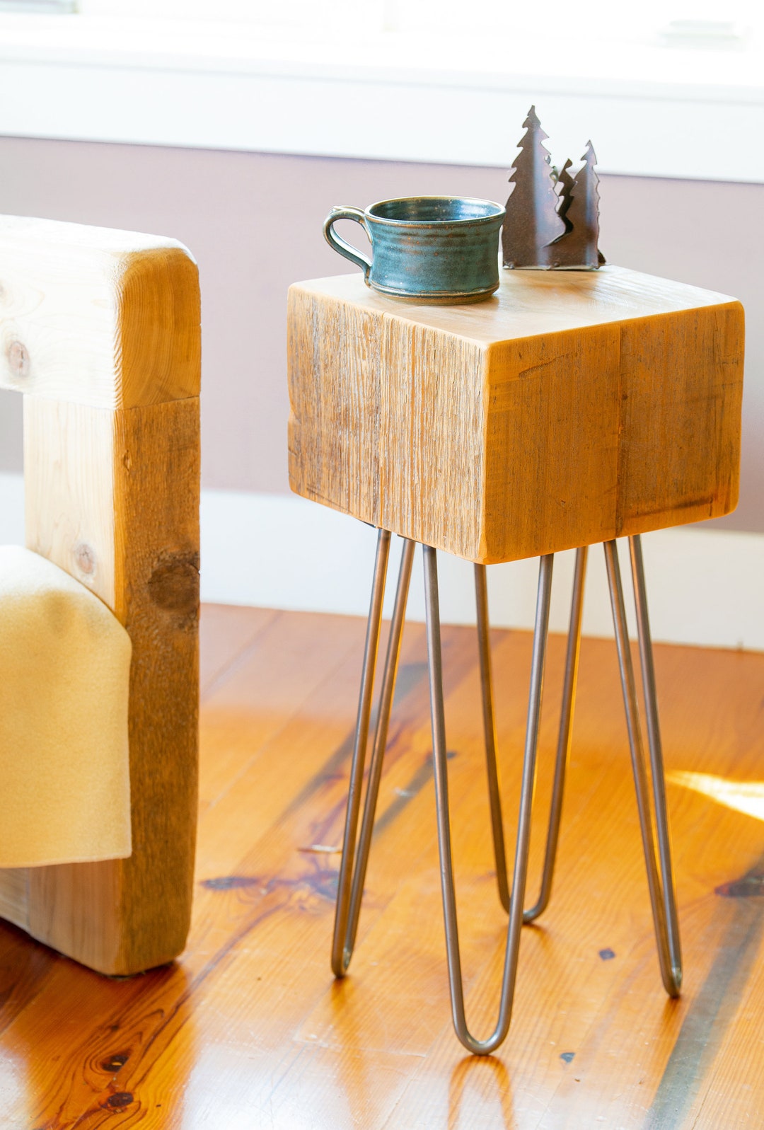 Modern Rustic Wood Timber End Table Side Talbe Night Stand - Etsy