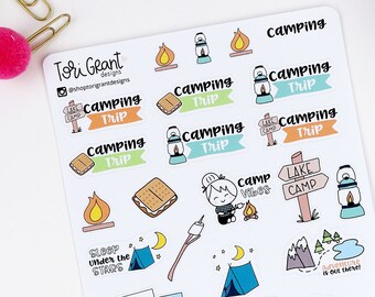 50 Cute Tent/camp/camping Planner Stickers | Etsy