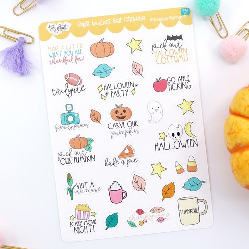 Fall Bucket List Planner Stickers Halloween Thanksgiving - Etsy