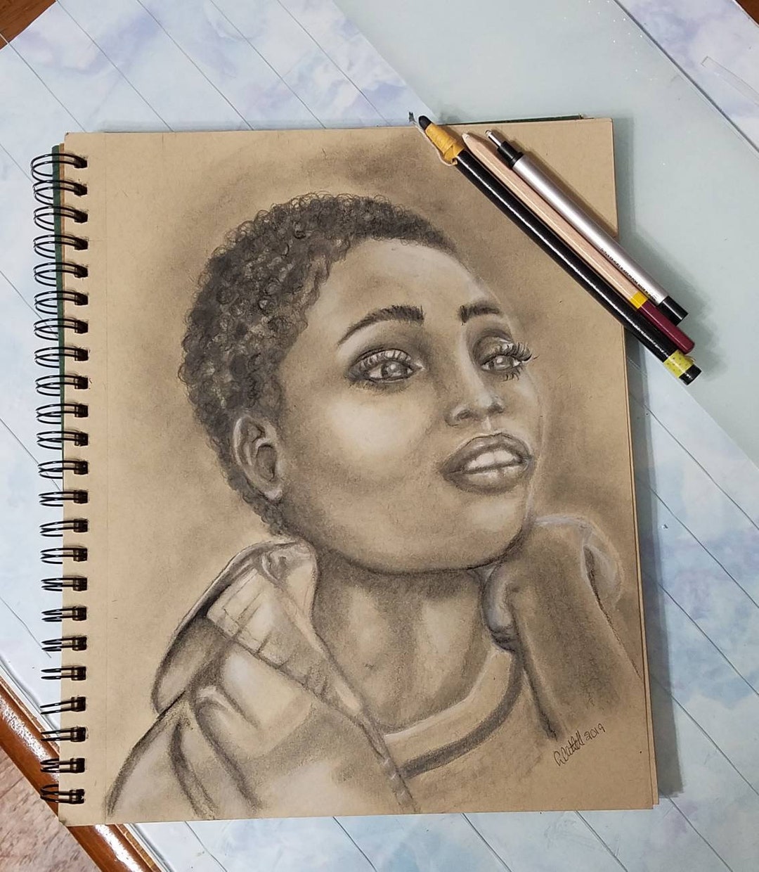 Looking Forward - Charcoal Drawing - Black Women - Positive Image of ...