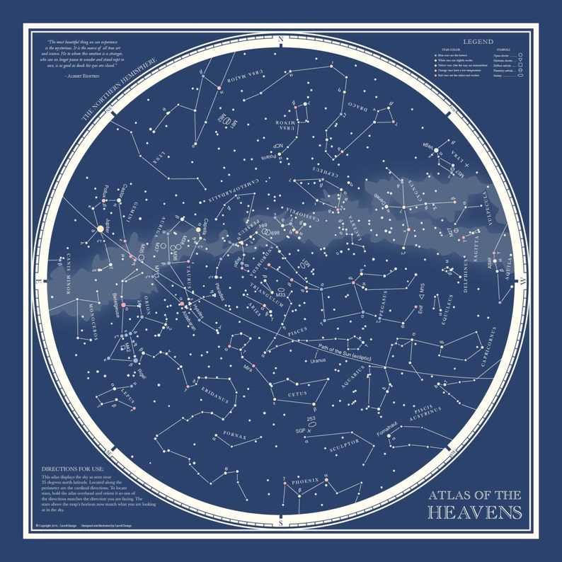 Astronomy Art, Star Art, Star Chart, Constellation Print, "atlas of the ...
