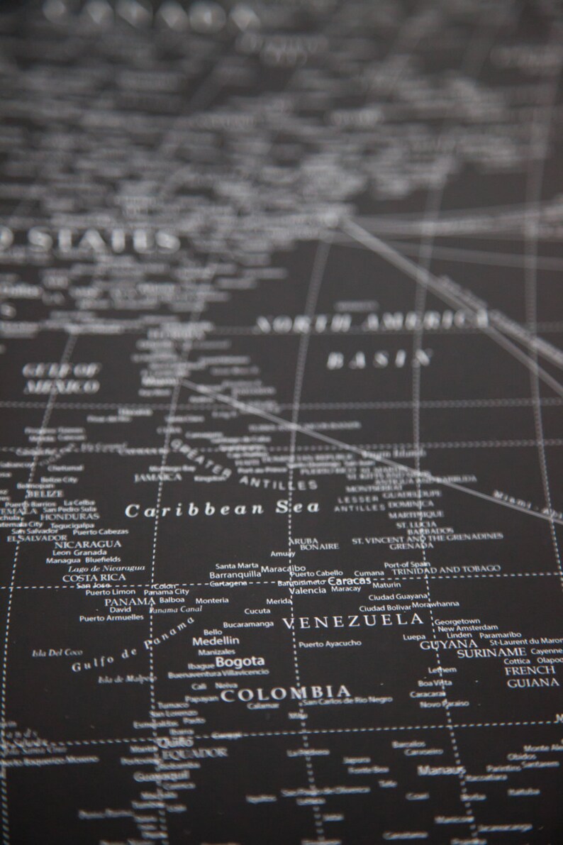 Typographic World Map - Etsy