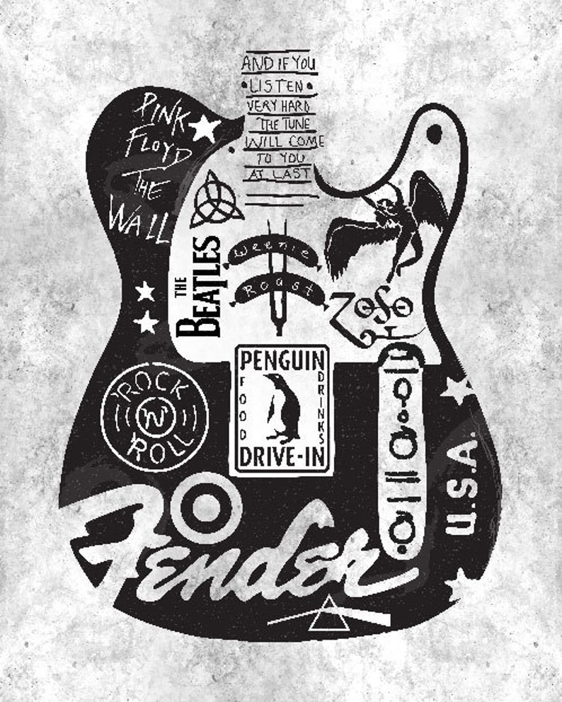 Music Art, Rock N Roll Art, Classic Rock, "fender" - Etsy