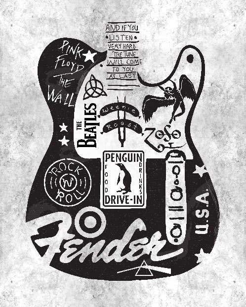 Music Art, Rock N Roll Art, Classic Rock, "fender" - Etsy