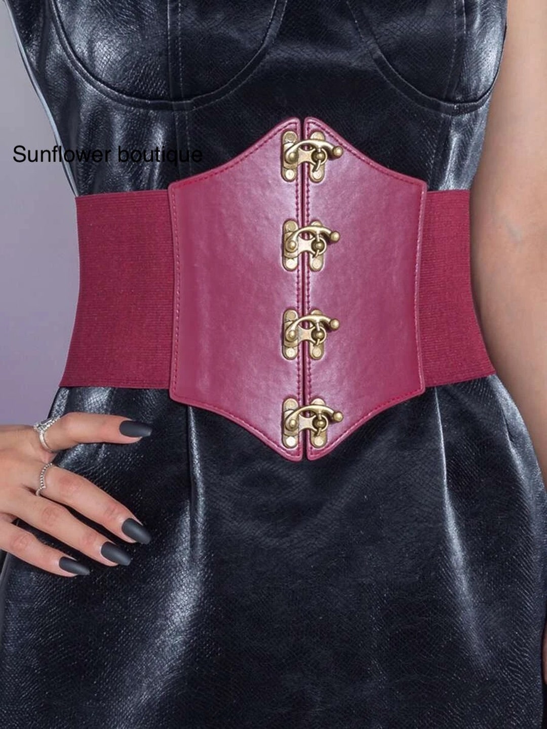 Burgundy Swing Arm Latch Front Corset Belt Waist Belt - Etsy