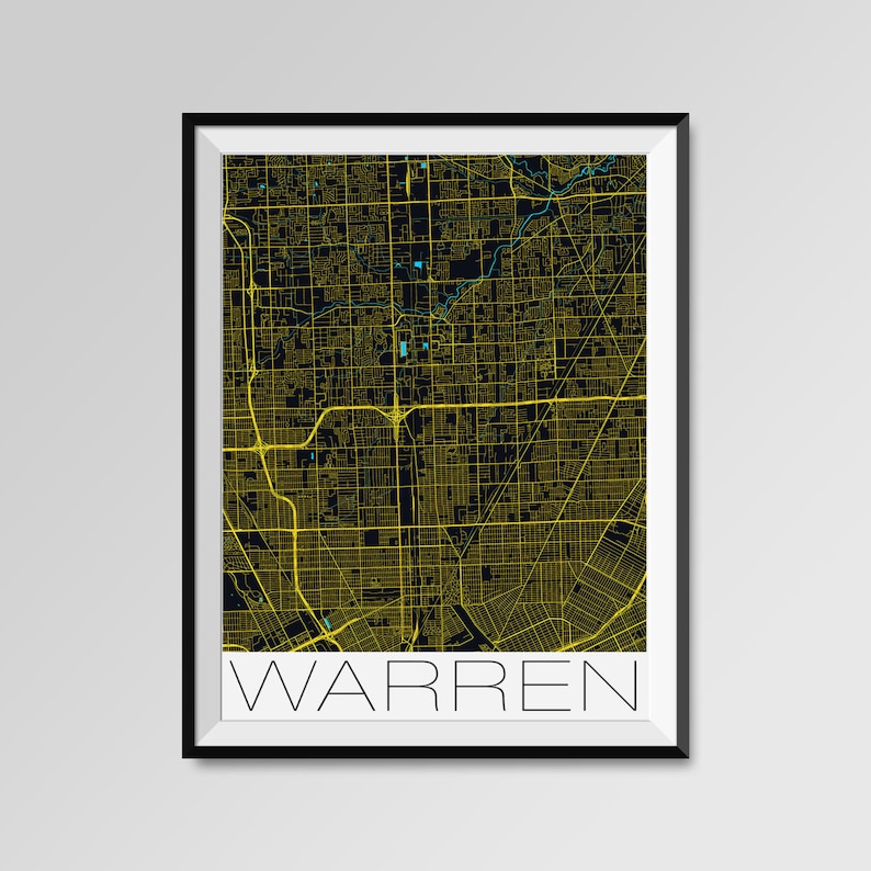 WARREN Michigan Map Warren City Map Print Warren Map Poster | Etsy