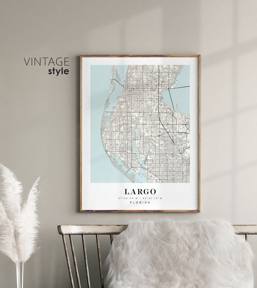 Largo Florida FL Map, Largo City Map, Largo Print, Largo Poster Map ...