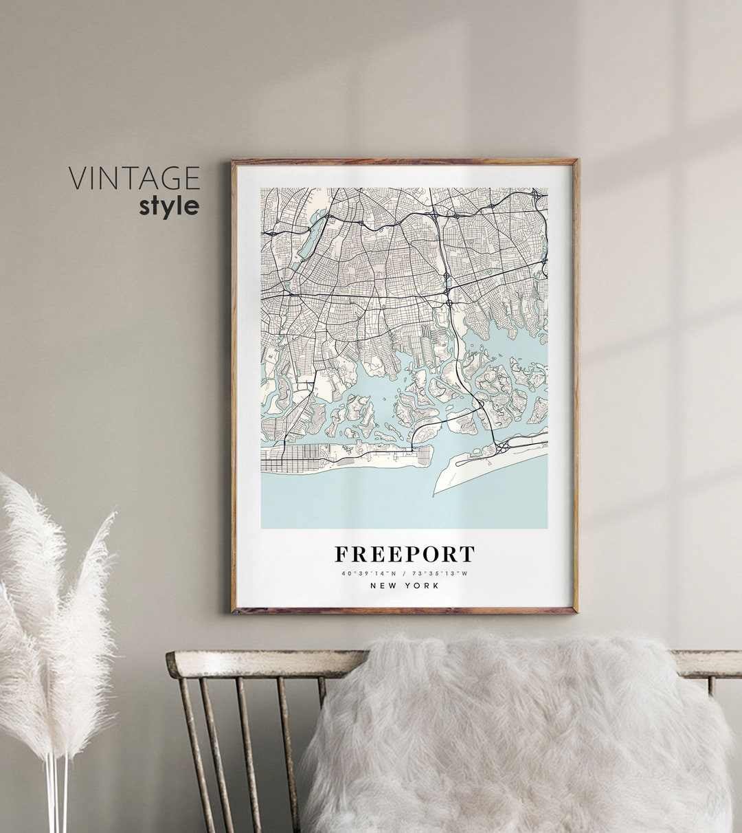 Freeport New York NY Map Freeport City Map Freeport Print - Etsy