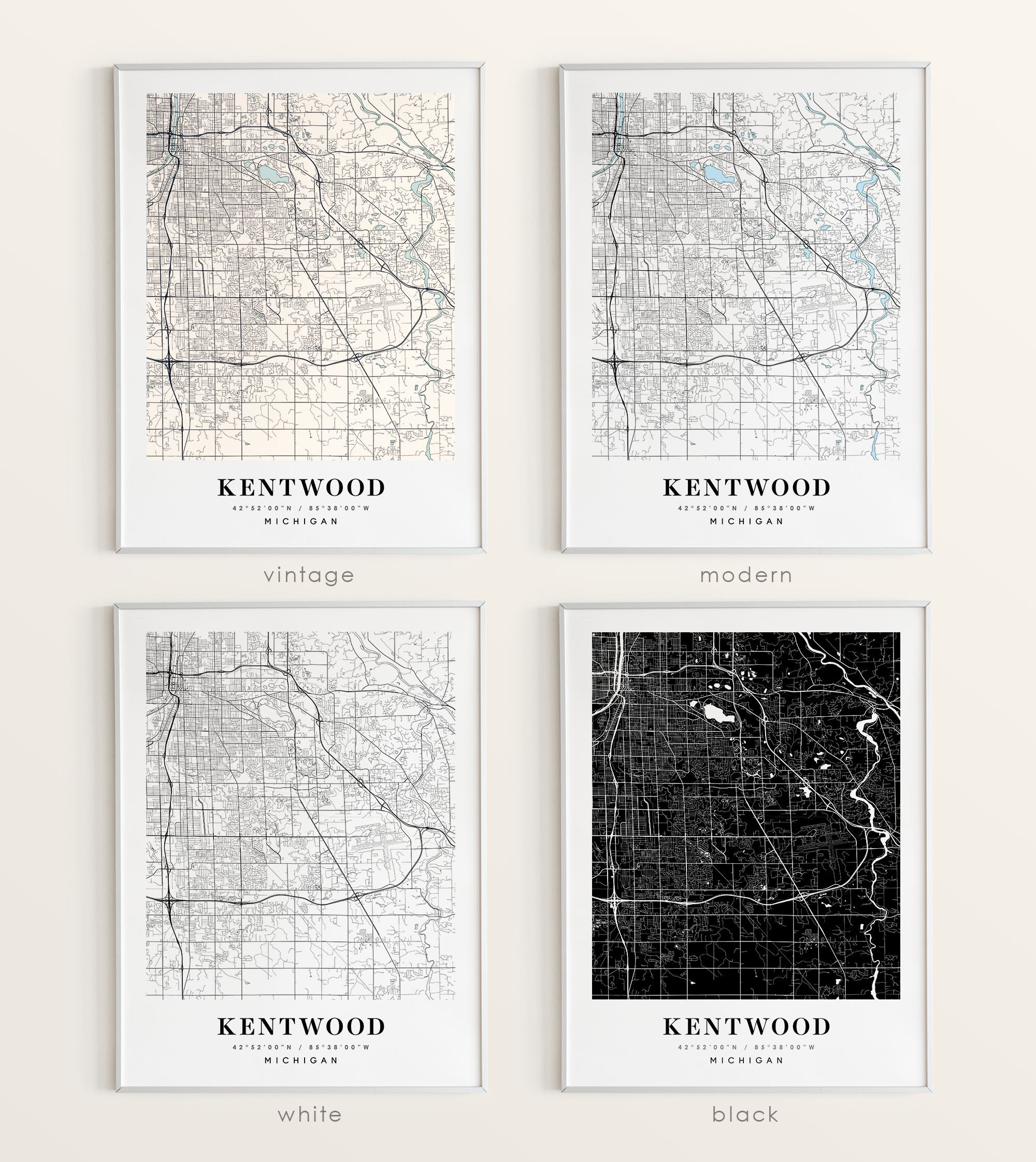 Kentwood Michigan MI Map Kentwood City Map Kentwood Print - Etsy