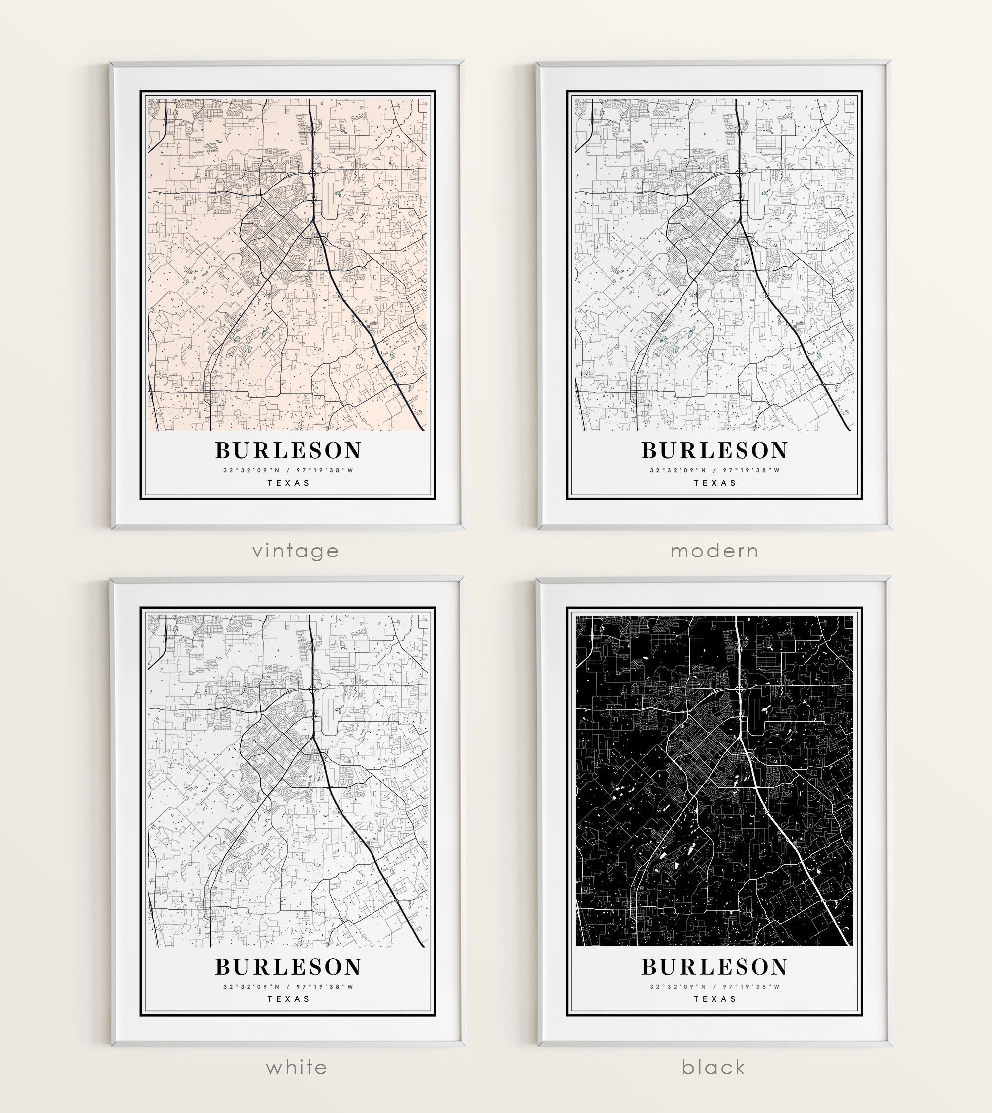 BURLESON Map Burleson Texas City Map Burleson TX Print - Etsy