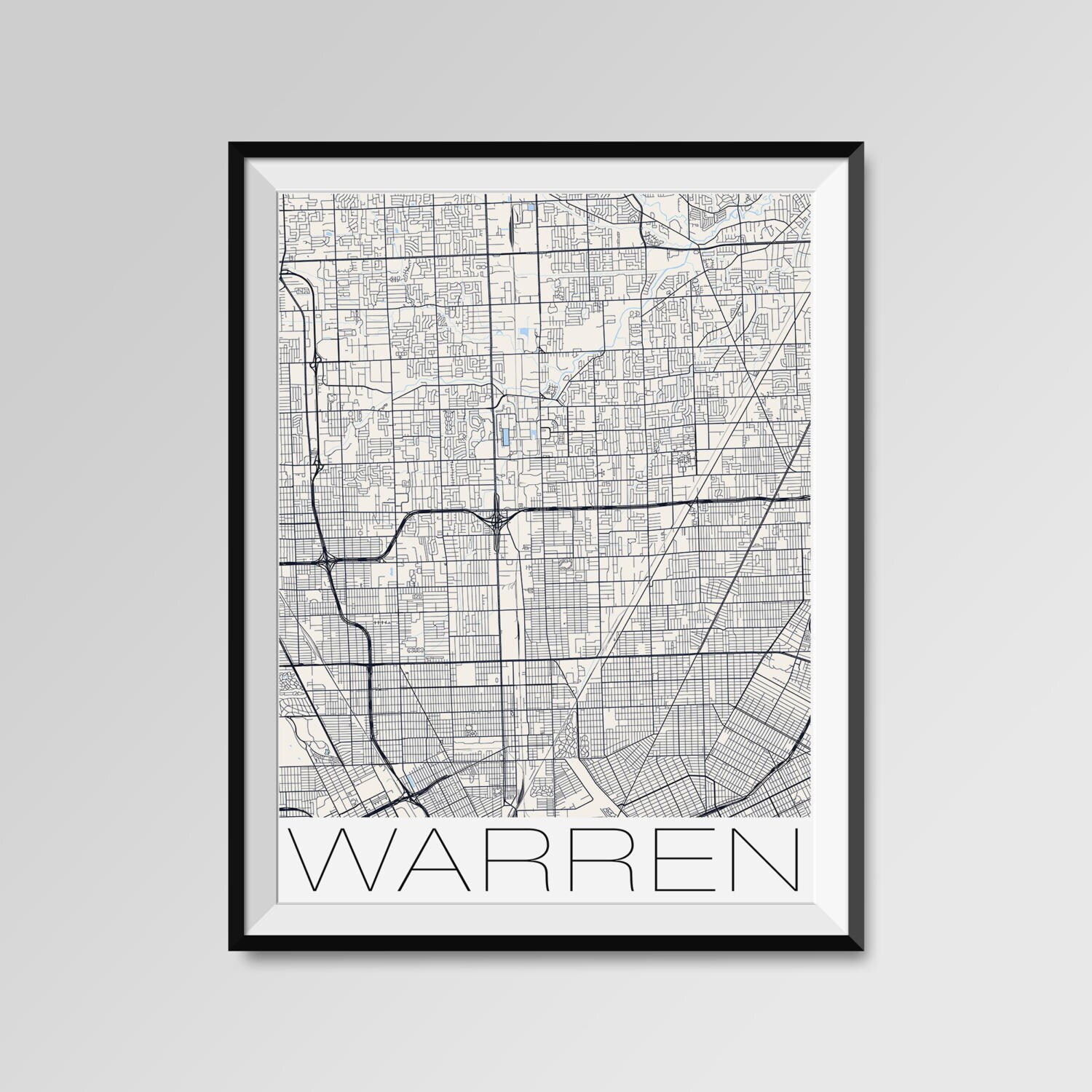 WARREN Michigan Map Warren City Map Print Warren Map Poster | Etsy