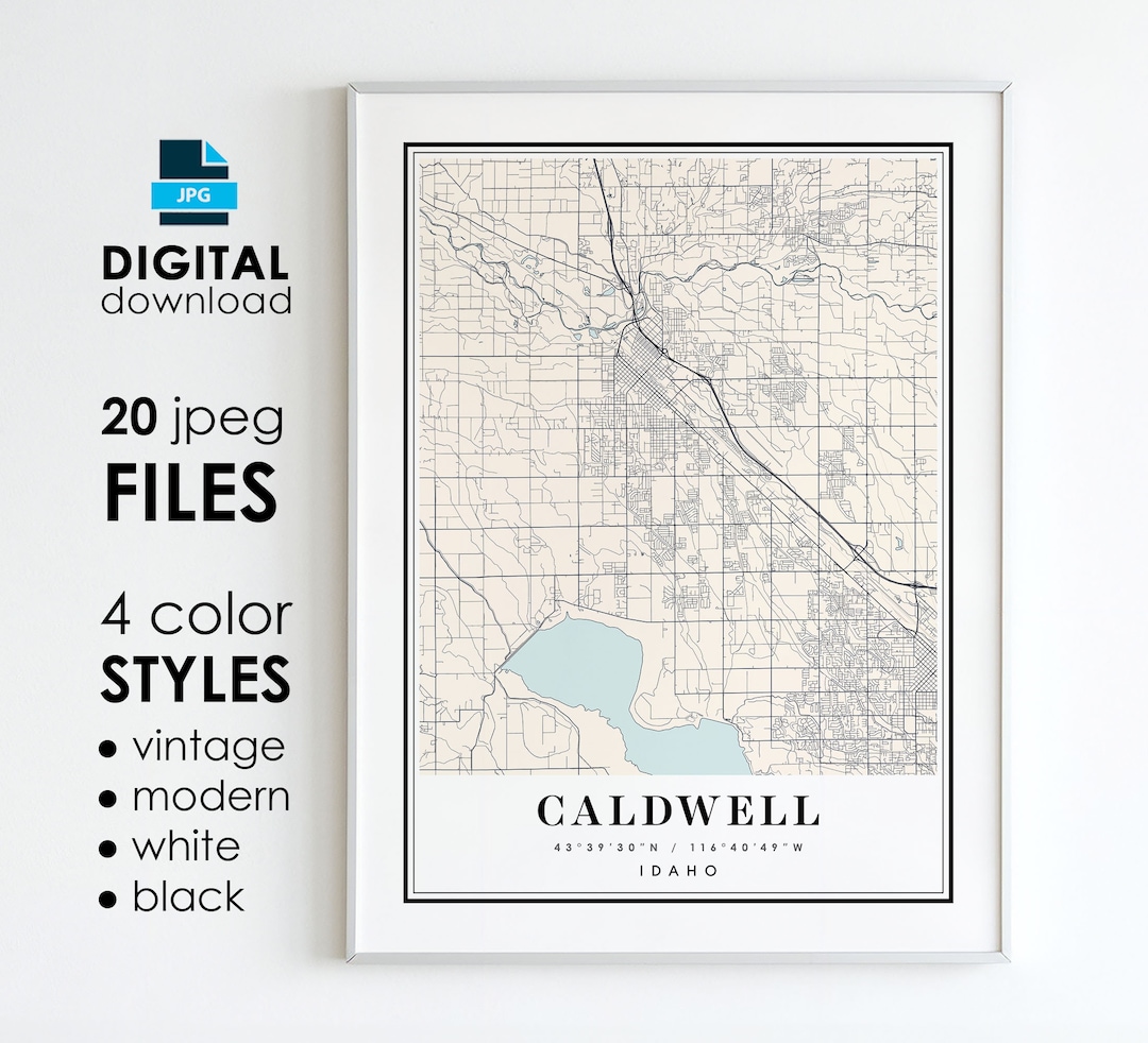 CALDWELL ID Map - Printable Digital Art - Caldwell Idaho City Poster ...