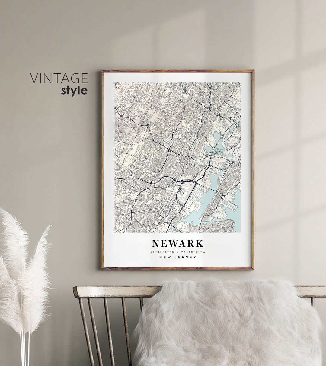 Newark New Jersey NJ Map, Newark City Map, Newark Print, Newark Poster ...