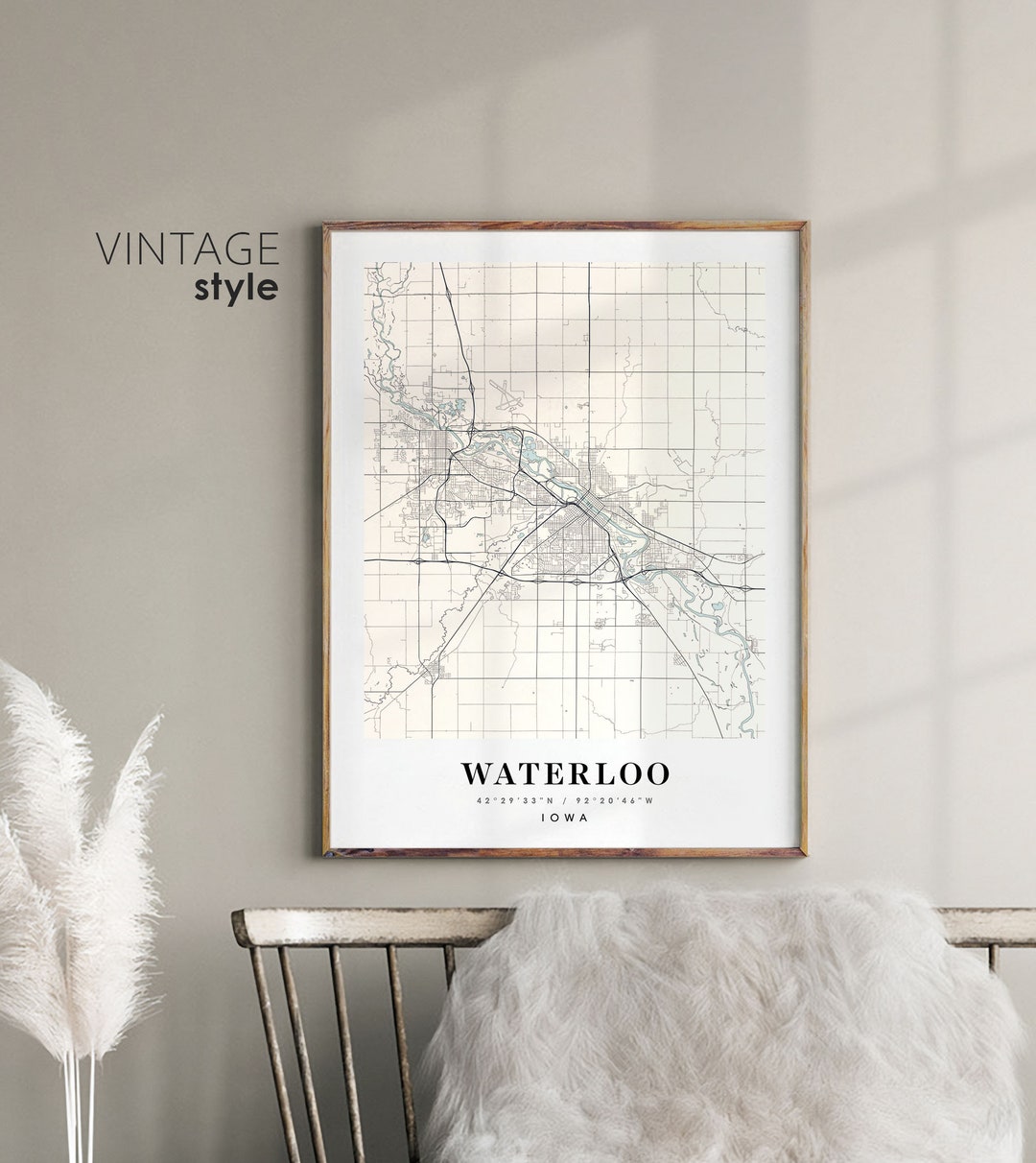 Waterloo Iowa IA Map Waterloo City Map Waterloo Print - Etsy
