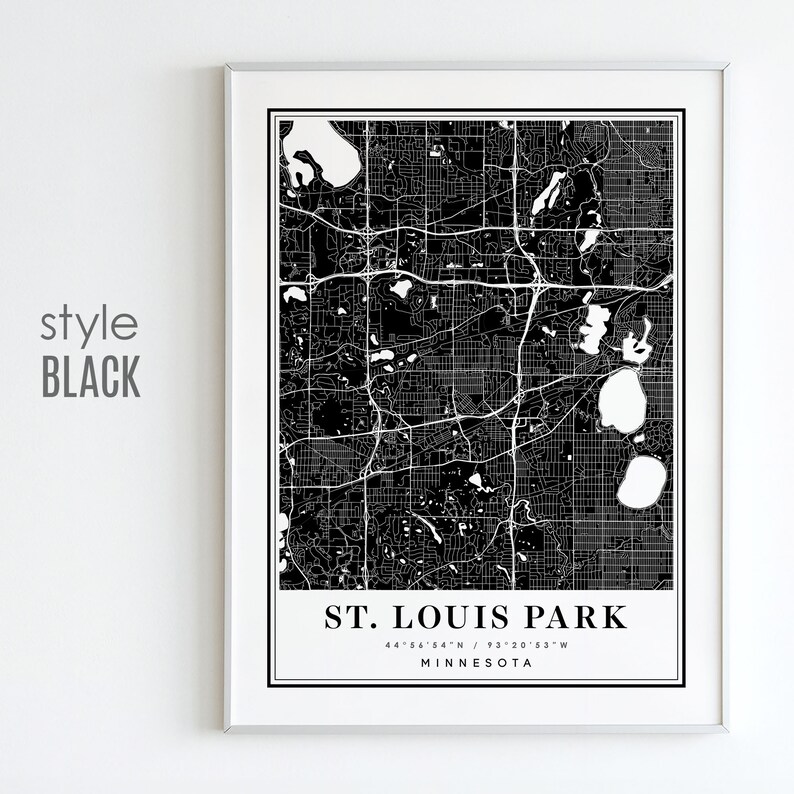 St Louis Park Minnesota Map Art Print: City Poster (digital Download ...