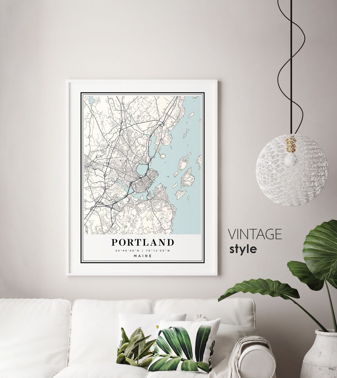 PORTLAND Map Portland Maine City Map Portland ME Print - Etsy
