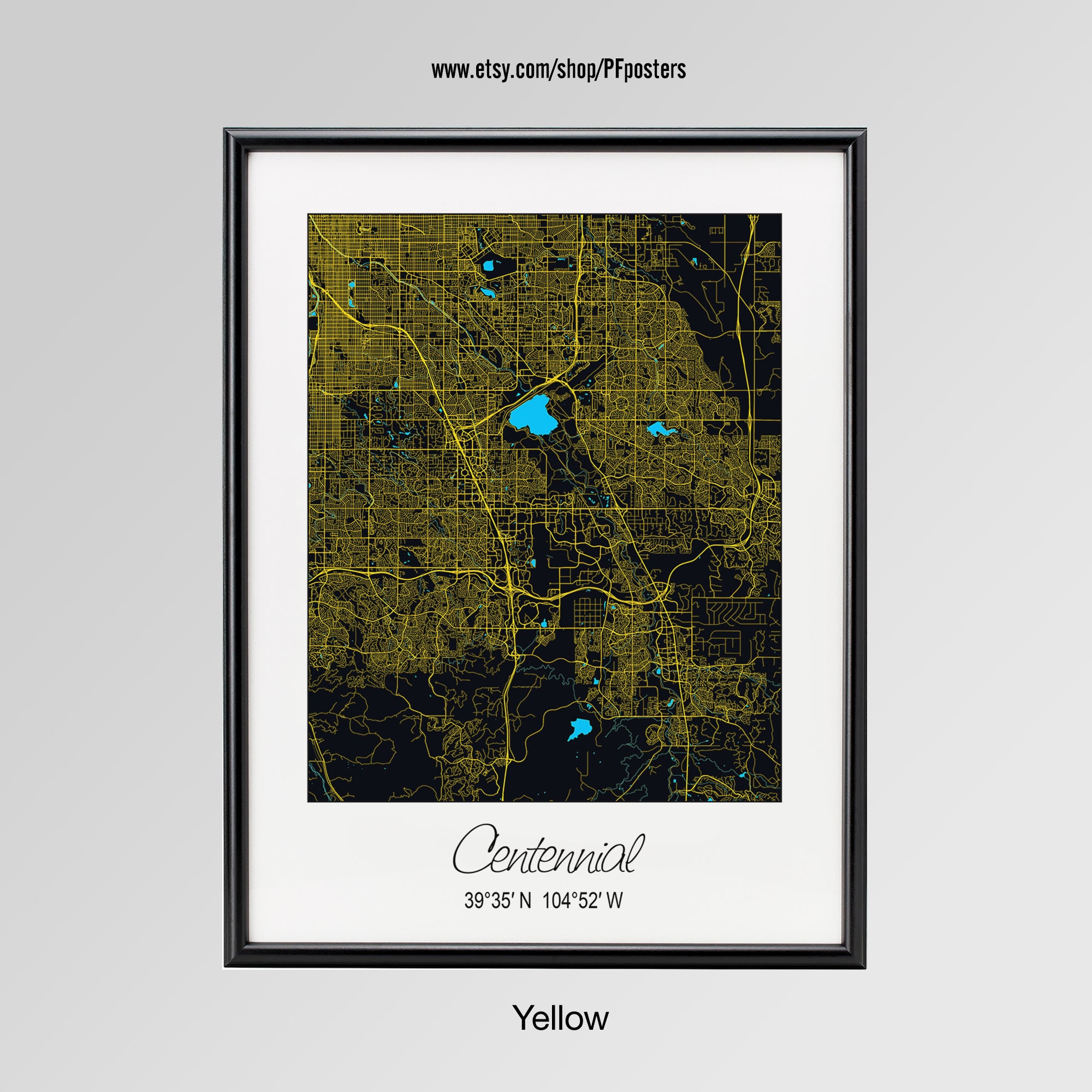 Centennial Colorado Map Centennial City Print Centennial | Etsy