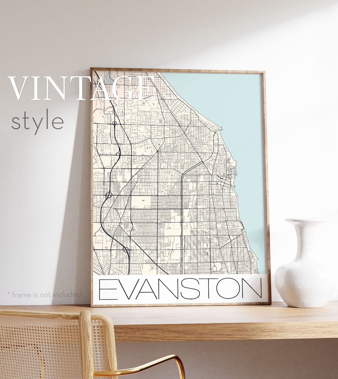 EVANSTON Map Wall Art Customized Poster in a Modern Design ...