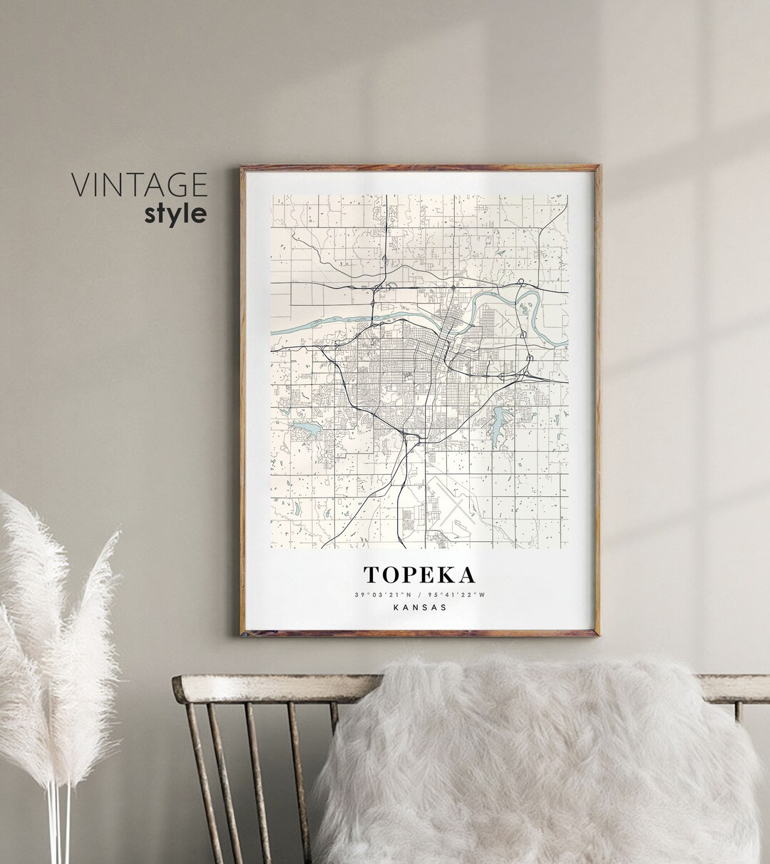 Topeka Kansas KS Map, Topeka City Map, Topeka Print, Topeka Poster Map ...