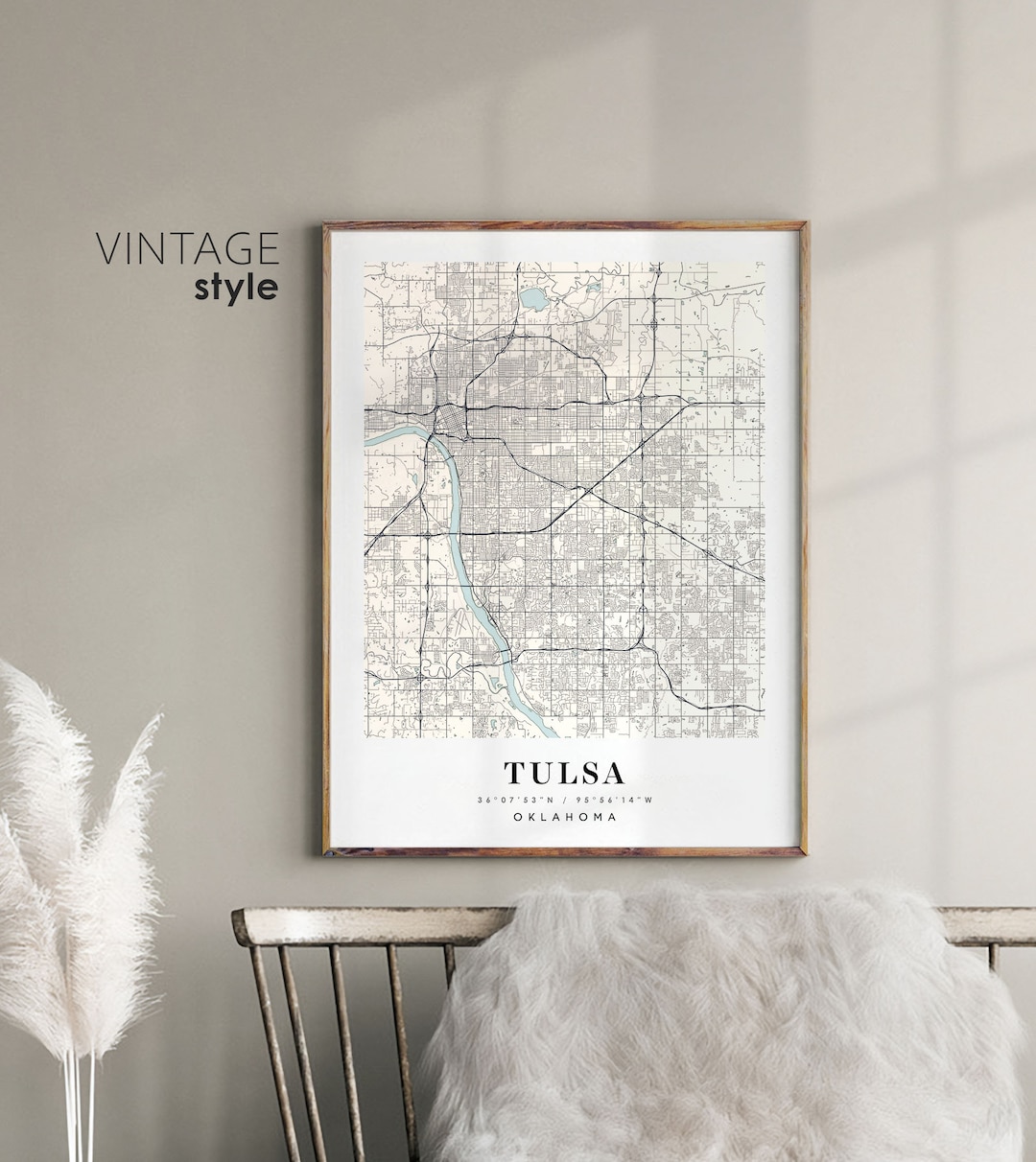 Tulsa Oklahoma OK Map, Tulsa City Map, Tulsa Print, Tulsa Poster Map ...