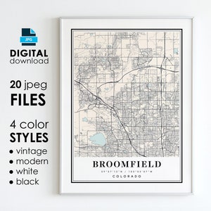 BROOMFIELD CO Map Printable Digital Art Broomfield Colorado City Poster ...