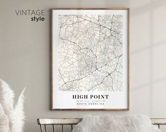High Point Nc Map - Etsy