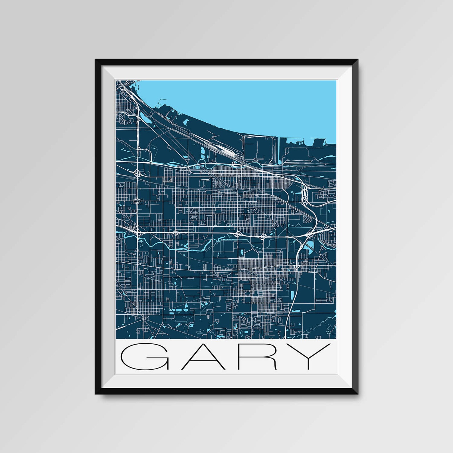 GARY Indiana Map Gary City Map Print Gary Map Poster Gary | Etsy