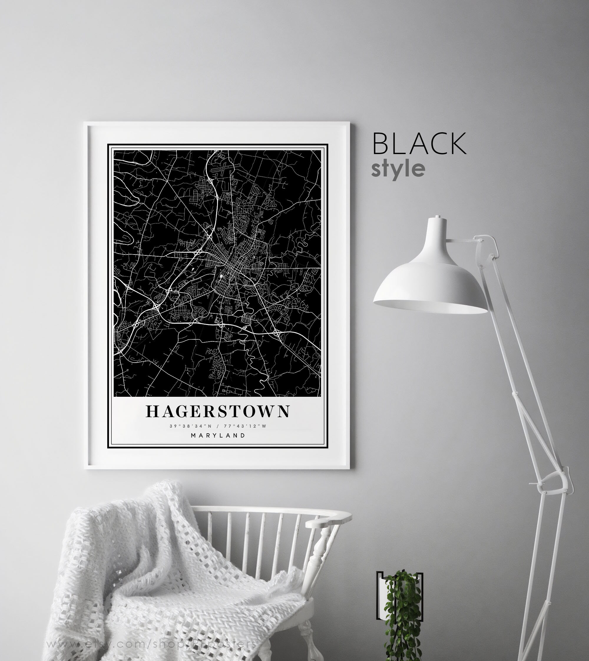 HAGERSTOWN Map Hagerstown Maryland City Map Hagerstown MD - Etsy