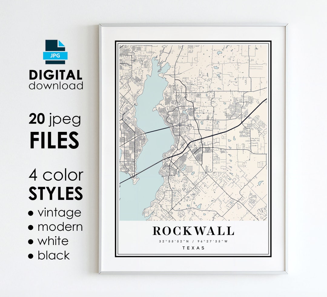 Rockwall Texas Map Art Print: City Poster (digital Download) - Etsy