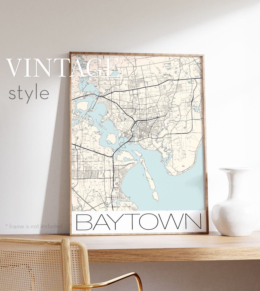 BAYTOWN Map Wall Art Customized Poster in a Modern Design, Personalized ...