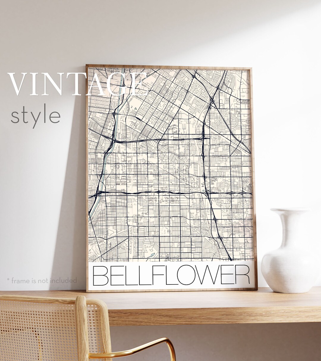 BELLFLOWER Map Wall Art Customized Poster in a Modern Design ...