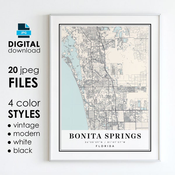 Map of Bonita Springs Florida - Etsy