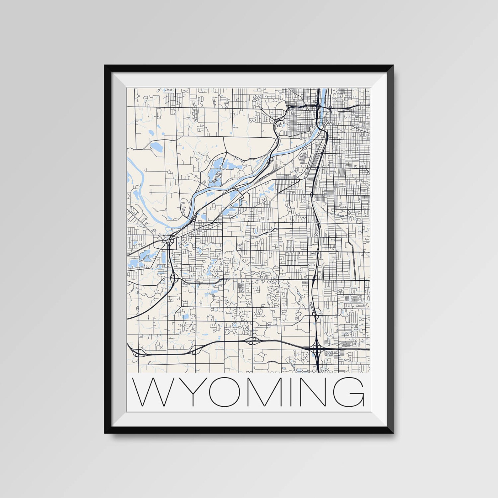 WYOMING Michigan Map Wyoming City Map Print Wyoming Map | Etsy