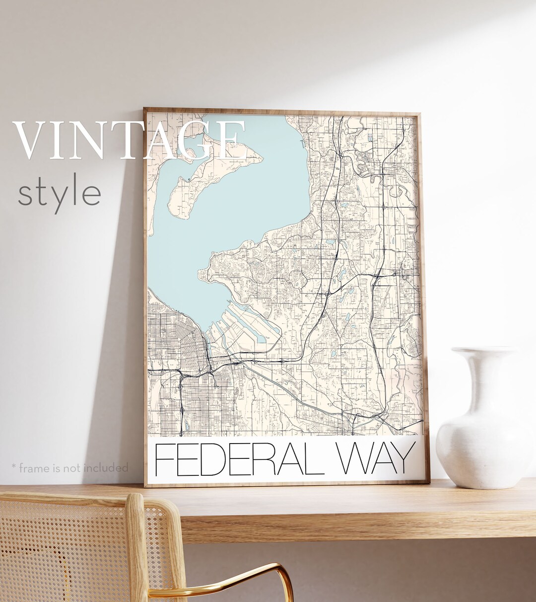 FEDERAL WAY Map Wall Art Customized Poster in a Modern Design ...