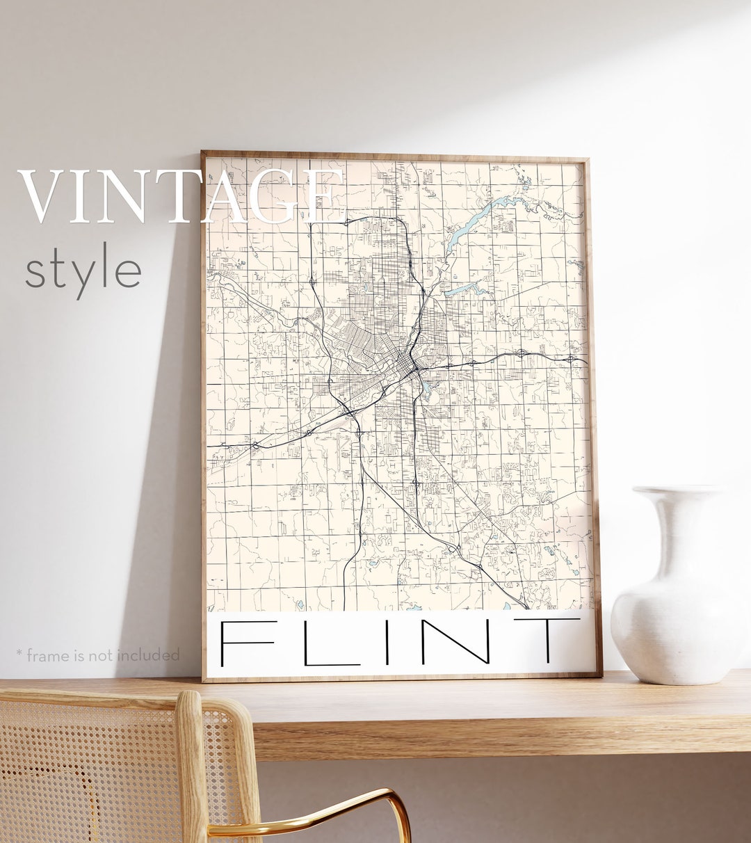 FLINT Map Wall Art Customized Poster in a Modern Design, Personalized ...