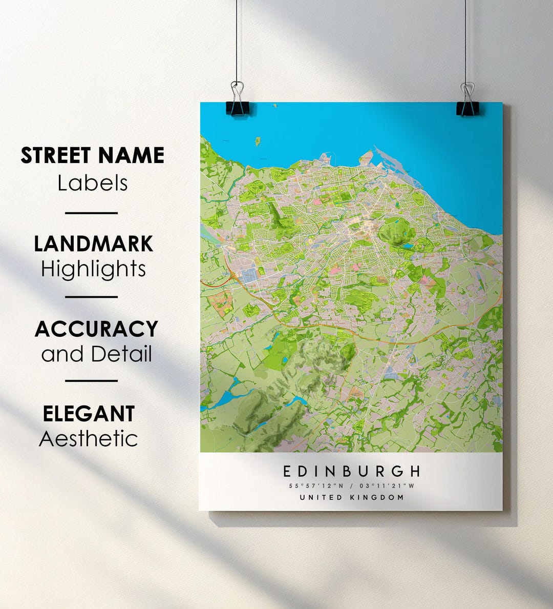 Edinburgh City Map Print: Detailed Street Names (digital Download) - Etsy