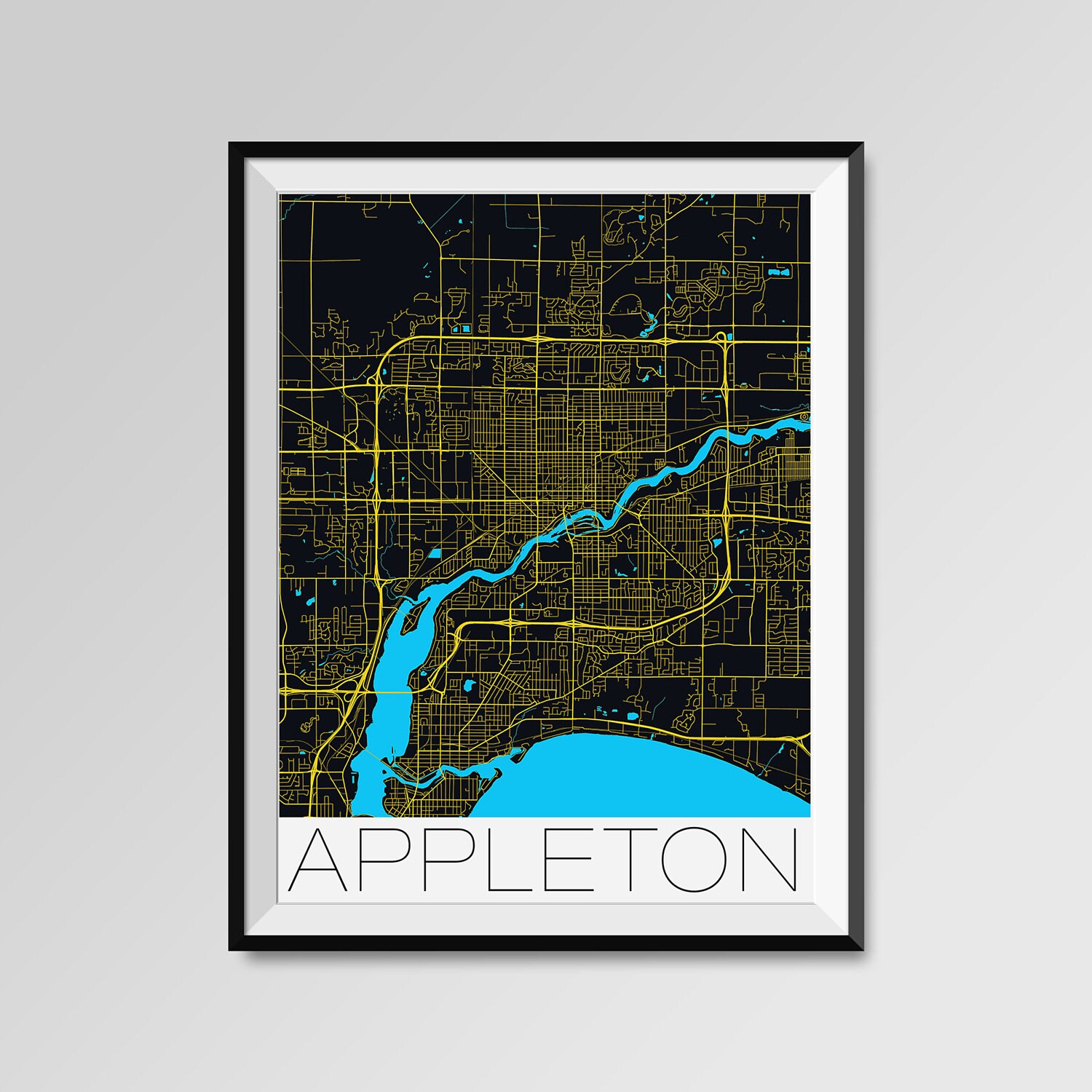 APPLETON Wisconsin Map Appleton City Map Print Appleton Map | Etsy