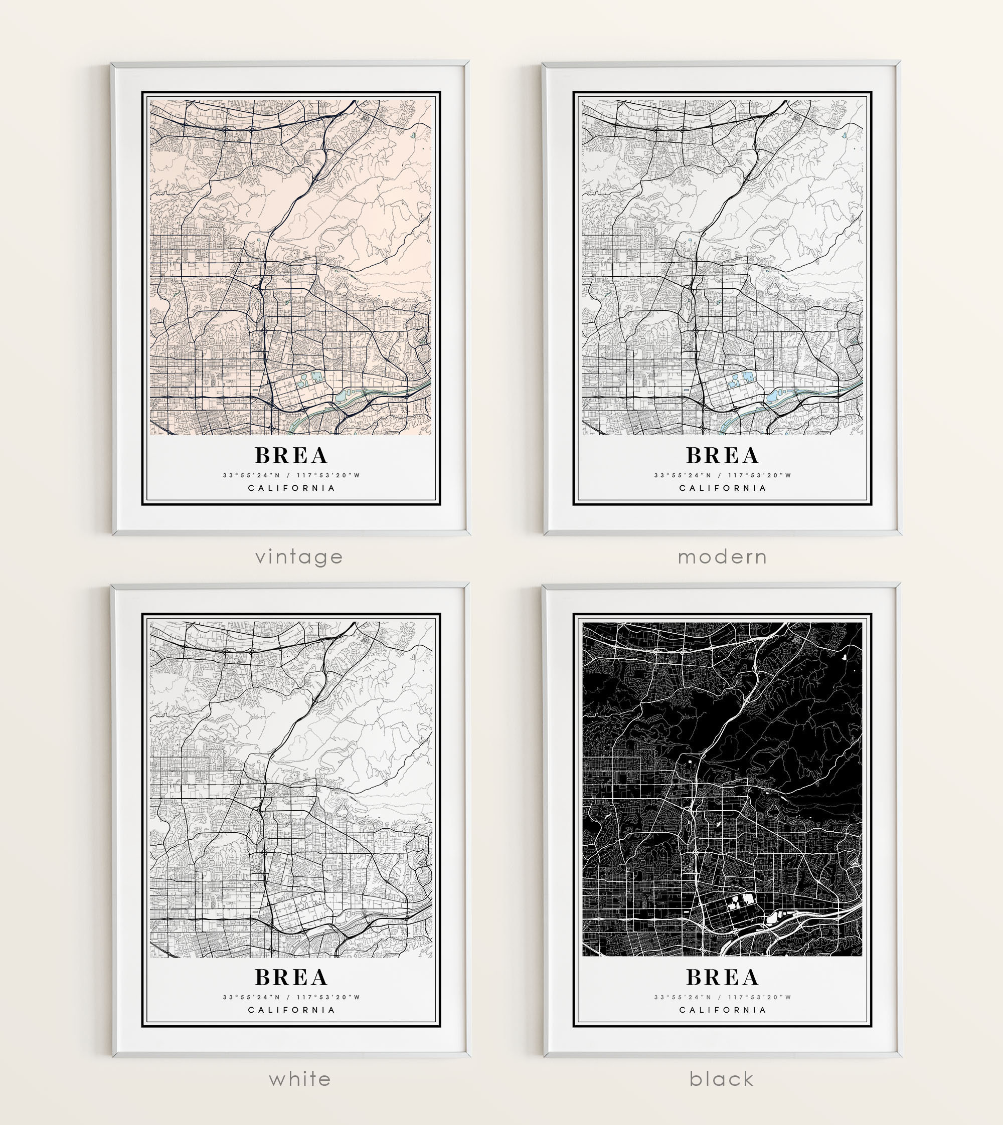 BREA Map Brea California City Map Brea CA Print Brea Poster - Etsy