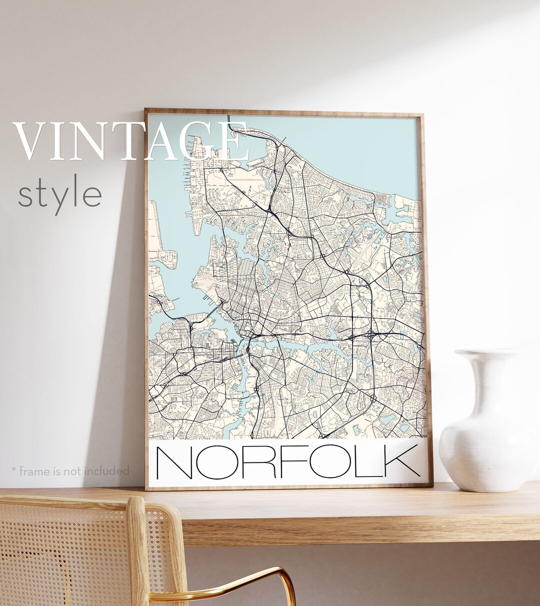 NORFOLK Map Wall Art Customized Poster in a Modern Design, Personalized ...