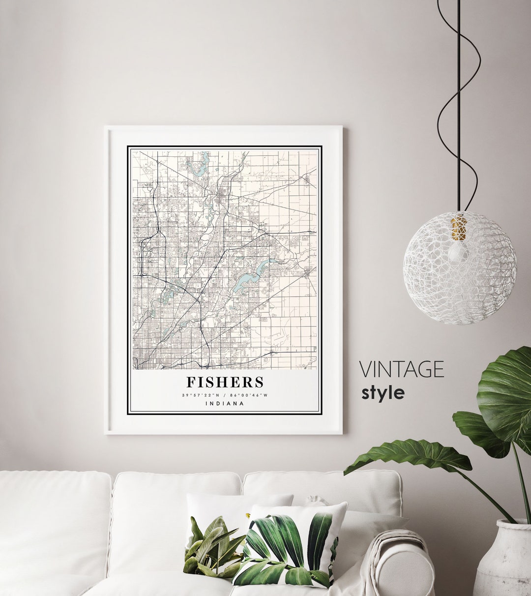 FISHERS Map, Fishers Indiana City Map, Fishers IN Print, Fishers Poster ...
