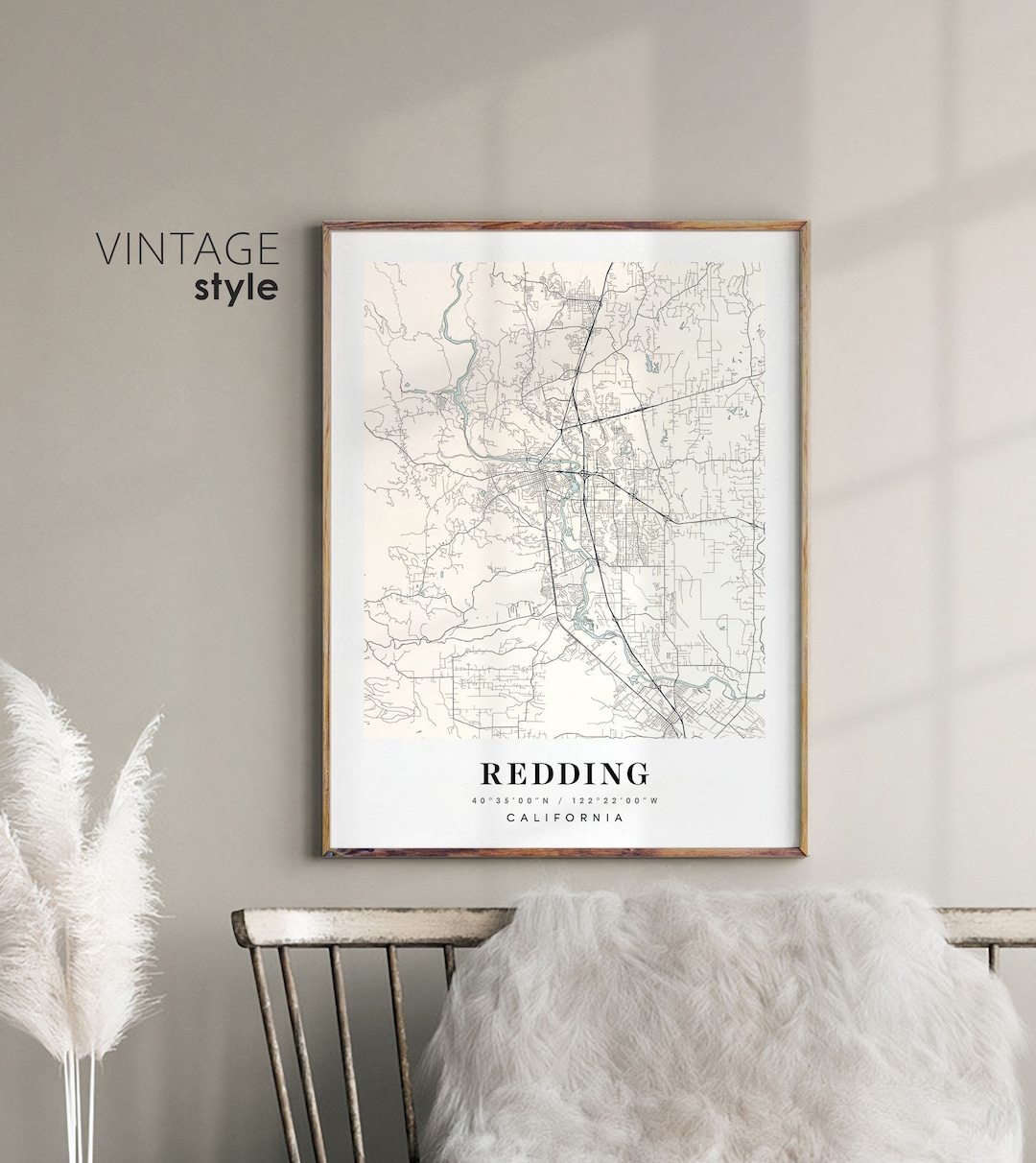 Redding California CA Map, Redding City Map, Redding Print, Redding ...