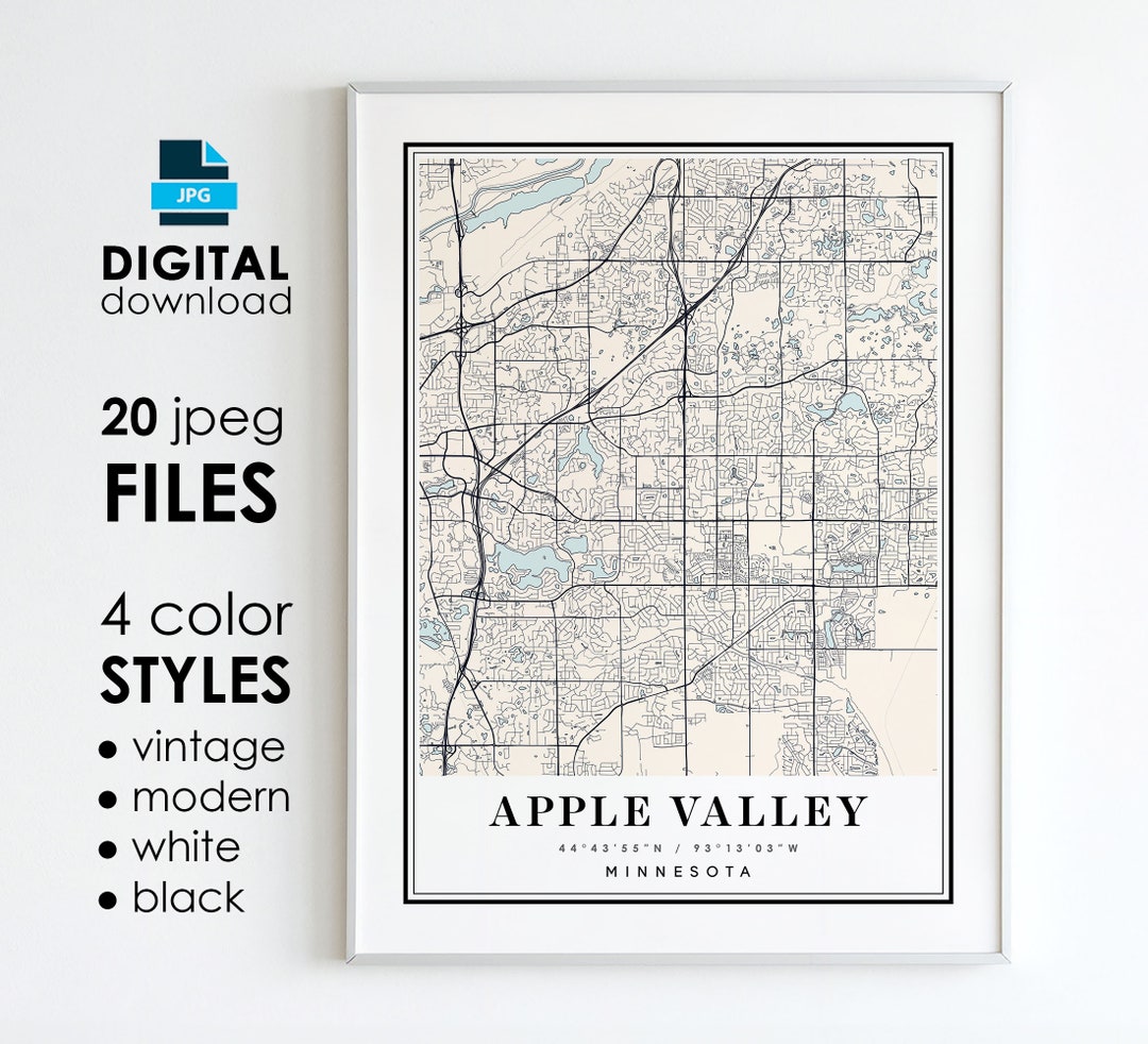 Apple Valley Minnesota Map Art Print: Modern, Vintage Styles (digital ...