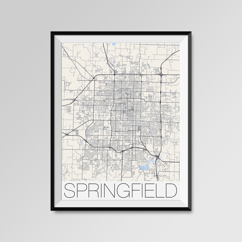 SPRINGFIELD Missouri City Map Print Modern City Poster Black | Etsy