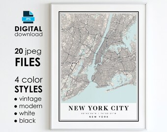 DIGITAL DOWNLOAD New York City Map - Etsy