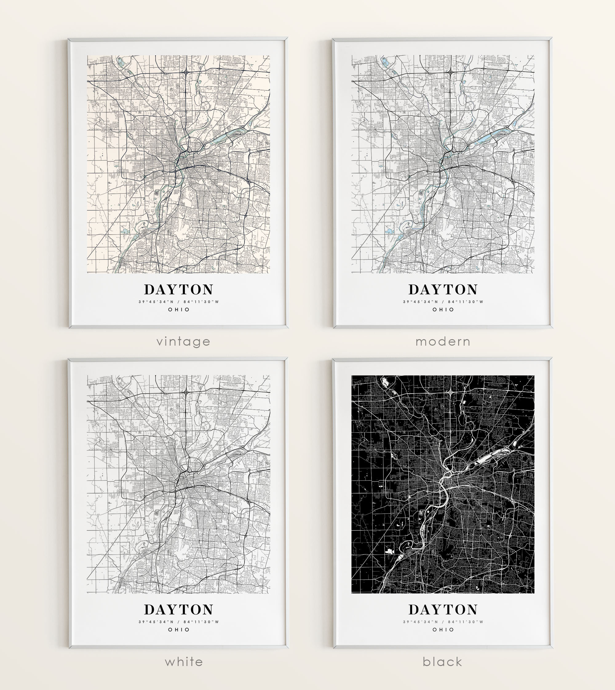Dayton Ohio OH Map Dayton City Map Dayton Print Dayton - Etsy