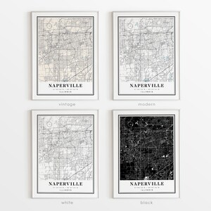 NAPERVILLE IL Map - Printable Digital Art - Naperville Illinois City ...