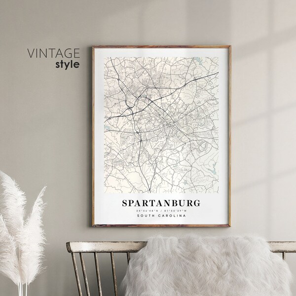 Spartanburg Sc Map - Etsy
