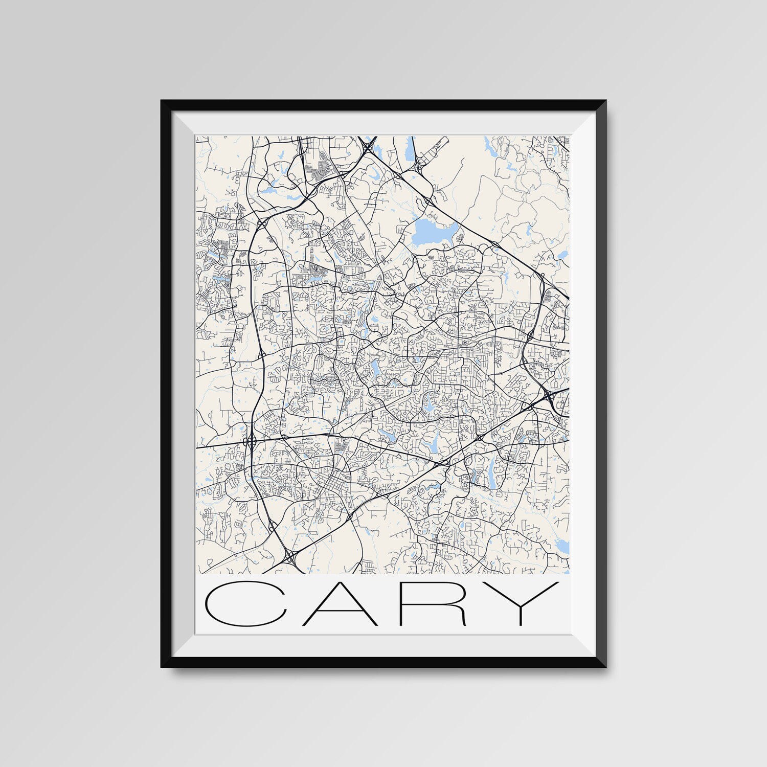 CARY North Carolina Map Cary City Map Print Cary Map Poster | Etsy