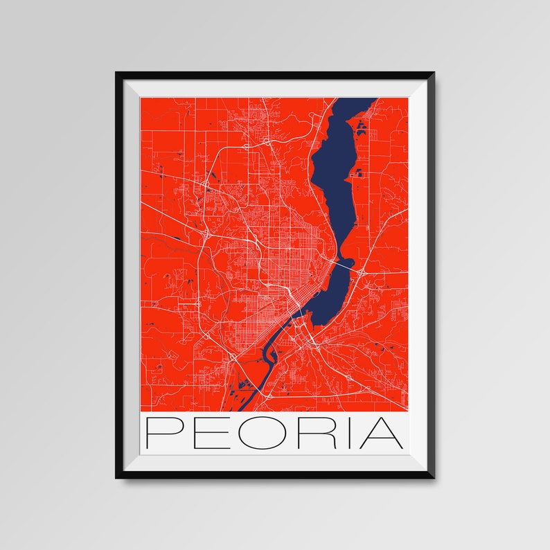 PEORIA Illinois Map Peoria City Map Print Peoria Map Poster | Etsy
